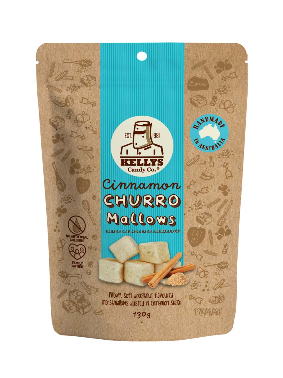 Cinnamon Churro Mallows - 130g Pouch (1) — Kellys Candy Co.